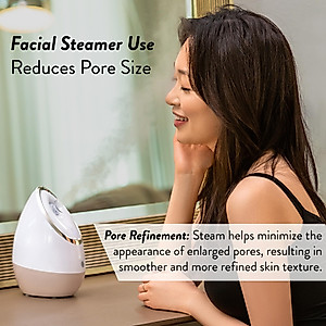 Facial Steamer SPA+ by Microderm GLO - Best Professional Nano Ionic Warm Mist, Home Face Sauna, Portable Humidifier Machine, Deep Clean & Tighten Skin, Daily Hydration for Maximum Serum Absorption