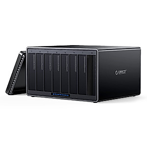 ORICO 8 Bay Tool-Free Aluminum Hard Drive Enclosure with 2 Build-in Fans, Horizontal HDD Docking Station for Small Business Data Backup and Expansion Max to 128TB- NS800U3