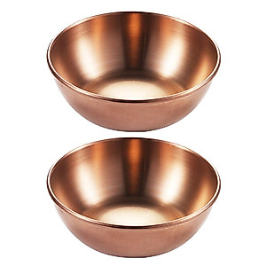 DOITOOL 4PCS Stainless Steel Sauce Dishes Round Sushi Dipping Bowls,Sushi Dipping Sauce Dishes Seasoning Dish Saucer Bowl Mini Appetizer Plate (Rose Gold,3.14X3.14X0.98inch)