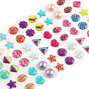 AUGSUN 240 Piece Sticker Earrings 3D Gems Sticker Girls Sticker Earrings Self-Adhesive Glitter Craft Crystal Stickers