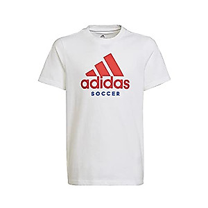 adidas Boys' Soccer Logo Tee, White, Small