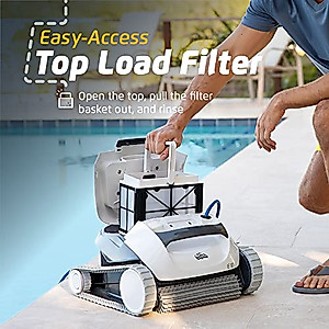 Dolphin E10 Robotic Pool [Vacuum] Cleaner - Ideal for Above Ground Swimming Pools up to 30 Feet - Powerful Suction to Pick up Small Debris - Easy to Clean Top Load Filter Basket