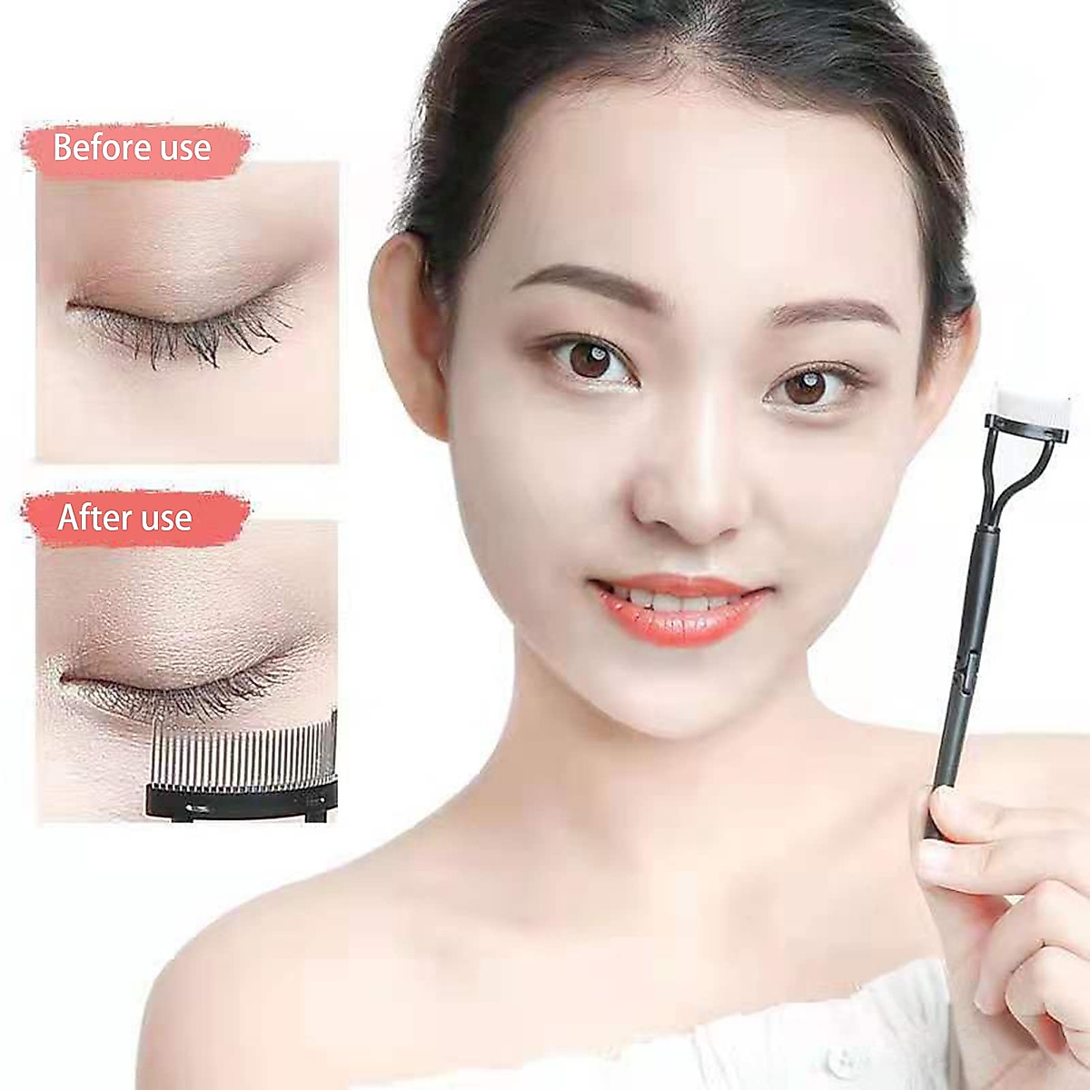 Eyelash Comb Eyebrow Brush Eyelash Separator Mascara Applicator Eyelash Definer With Comb Cover Arc Designed Cosmetic Brushes Tool Black for Women A