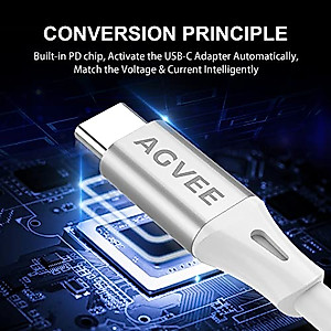 AGVEE 10ft USB-C to Magnetic T-Tip Cable, Type-C PD 85W Power Fast Charging Converter Connector Replacement for MacBook Pro Air (2013-2015) T-Head Charger, Silver