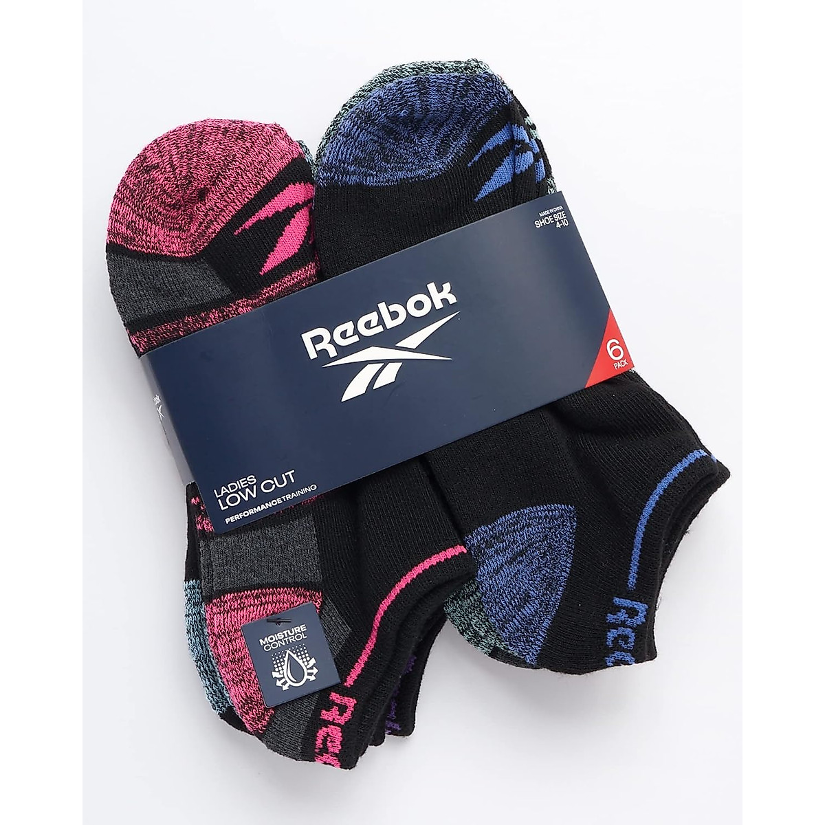 Reebok Women's Low Cut Socks - 6 Pack Soft Cushioned Athletic No Show Socks - Breathable Sports Socks for Women (Size: 4-10), Size 4-10, Stripe Pink/Black