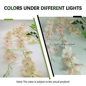 Luerbi 12 Pack Champagne Wisteria Hanging Flowers Garland, 3.77 Feet Artificial Flower Vines, Fake Wisteria, Artificial Vines Hanging Garland for Backdrop Outdoor Yard Garden Decor