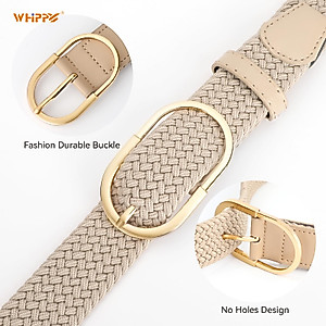 WHIPPY Braided Woven Stretch Belt Women Men Web Casual Unisex Mixed Color Woven Elastic Golf Belts for Jeans Pants S