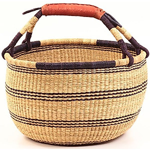 Fair Trade Ghana Bolga African Large Market Basket 16-17.5" Across, #30473
