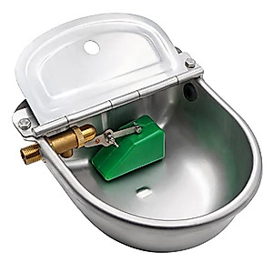 MUDUOBAN Automatic Horse Drinking Water Bowl with Float Valve Upgraded Stainless Steel Water Feeder Trough for Livestock Cow Sheep Goat Cattle Hog Dogs