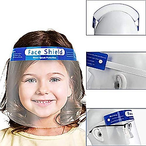 Kids Face Shields,Veki Children Face Shields Transparent Breathable Full Face Protective with Adjustable Elastic Band