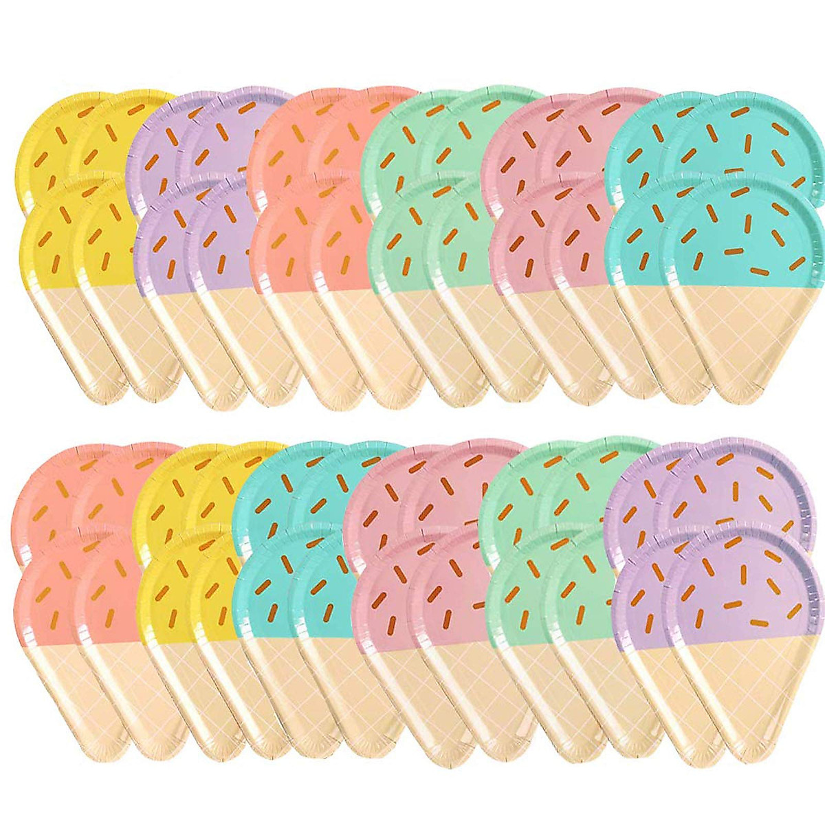48 Pcs Ice Cream Party Plates, 10'' Disposable Paper Plates, Cute Sundae Party Supplies for Kids Boys Girls Toddlers, Birthday Baby Shower Decorations