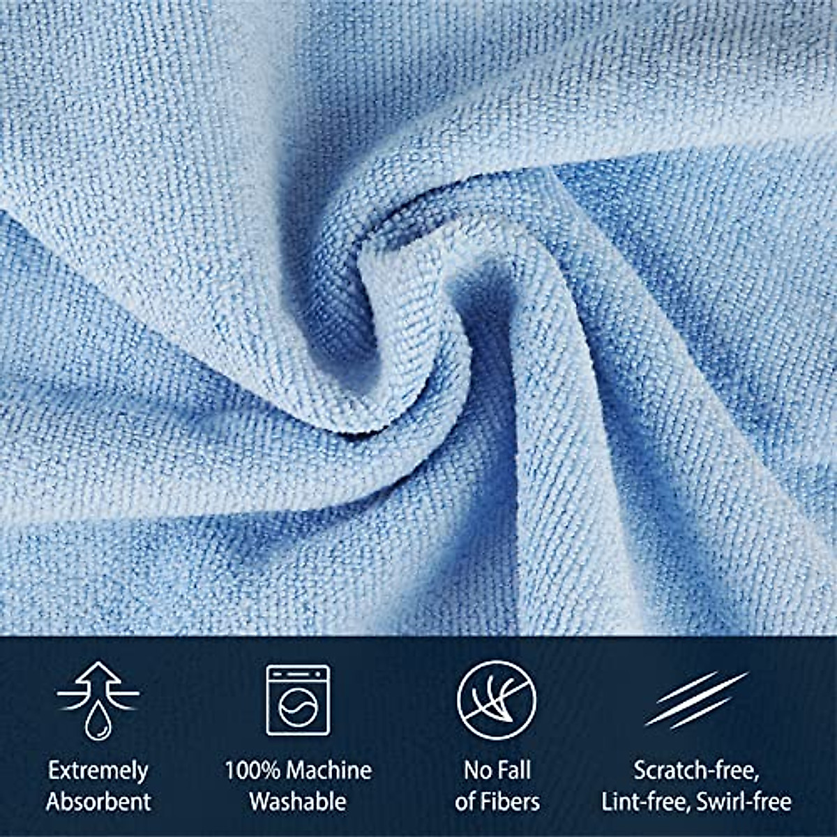 TAHOE TRAILS Bust-HOP Microfiber Towels for Cars, Car Drying Wash Detailing Buffing Polishing Towel with Silk Edgeless Microfiber Cloth, 16x16 in. Pack of 12