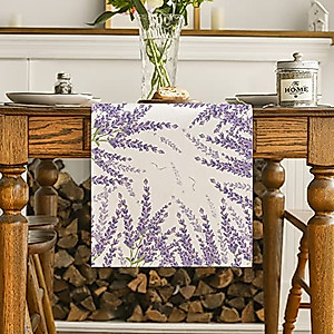 Artoid Mode Lavender Spring Table Runner, Easter Summer Seasonal Anniversary Holiday Kitchen Dining Table Decoration for Indoor Outdoor Home Party Decor 13 x 72 Inch