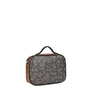 TOUS Water-Repellent Canvas Combined with Leather-Effect Vinyl Crossbody Reporter Bag for Women, 24x10.5x20.5 cm, Multibeige, Kaos Icon Collection