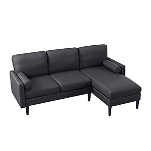 Eafurn L Shaped Sectional Sofa with Reversible Chaise Lounge, 3 Seater Convertible Corner Couch with Rubber Wood Legs, Modern Fabric Sofa&Couches for Living Room, Apartment and Small Space