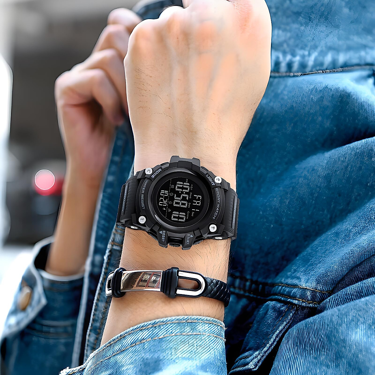 Gosasa Big Dial Digital Watch S Shock Men Military Army Watch Water Resistant LED Sports Watches (A Black)