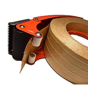 Heavy Duty Steel Packing Tape Dispenser - for 2 inch Wide Tape with 3 inch Inner Paper Core - Hand-Held Professional Quality Metal Packaging Tape Dispenser for Sealing Moving and Shipping Boxes, Red