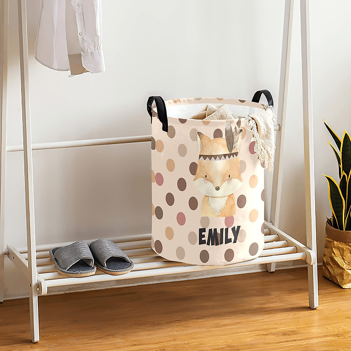 Personalized Baby Laundry Basket with Name for Boy Girls Custom Baby Laundry Hamper with Handle Animal Collapsible Organizer Storage for Bedroom Living Room Home Decor