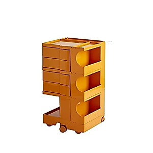 HIGOH Bedside Table Rotary Mobile Bedside Table Bedroom Bedside Table Living Room Sofa Side Table Locker Storage Rack Furniture Accessories (Color : Orange)