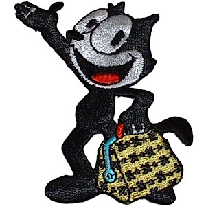 Felix Cartoon Classic Cat Felix with Bag 2.5 Inches Tall Embroidered Patch