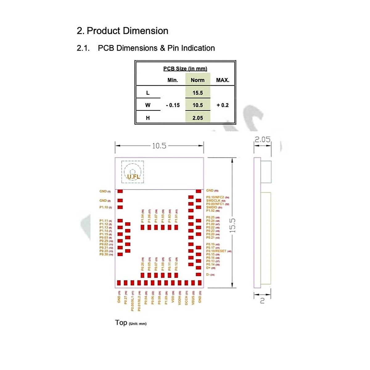 MDBT50Q-U1MV2 Nordic nRF52840 Solution u.FL Connector 48 GPIO Bluetooth Module BT5.2 FCC IC CE Telec KC SRRC (1pc Pak)