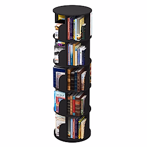 INTEXCA & DESIGN 5 Tier 360° Rotating Stackable Shelves Bookshelf Organizer (Black), White, RotatingBookshelf_5Tier_White