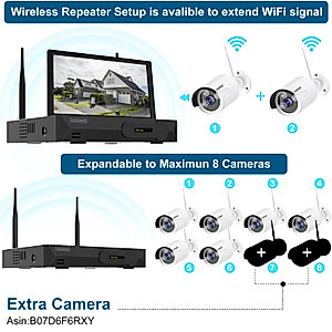 [Newest Strong Version]ISOTECT 11.6''Monitor, High-efficiency Video Coding Monitoring NVR Wireless Security Camera System,8CH Full HD 3MP CCTV Security System,6 IP66 Waterproof Cameras,2TB HDD