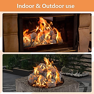 Goplus Ceramic Fire Balls, 15 PCS 3” Fiber Round Fire Stone Set, Decorative Gas Log or Indoor Outdoor Fireplace, Fire Bowls, Fire Pit, Wood Burning Stove