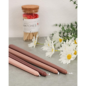 Viyffo 12 Inch Brown Taper Candles Set of 4 Unscented Smokeless Long Tall Tapered Candle for Candlesticks Sticks Wedding Advent Home Decor Dinner Christmas