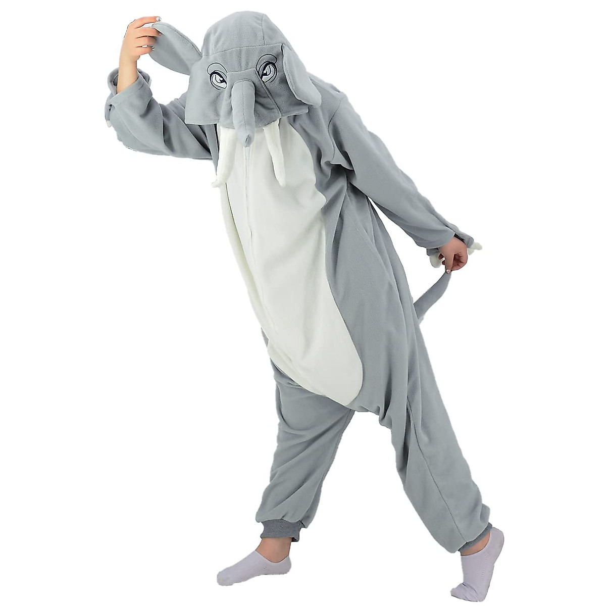 vavalad Adult Elephant Onesie Costumes One Piece Pajamas Animal Cosplay Homewear Sleepwear for Women Men