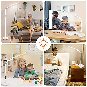 Fistone LED Floor Lamp, Floor Lamps with Stepless Adjustable 3000K-6000K Colors & Brightness, Remote & Touch Control Reading Floor Lamps, Adjustable Gooseneck Standing Floor Lamp for Bedroom Office