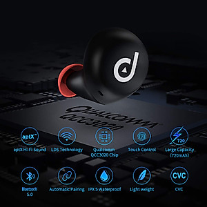 dyplay Wireless Earbuds Bluetooth 5.0 True Wireless Headphones in-Ear Stereo USB-C Quick Charge Waterproof TWS Wireless Earbuds with aptX 3D Stereo Sound,Single Mode Touch Control and CVC 6.0 Mic