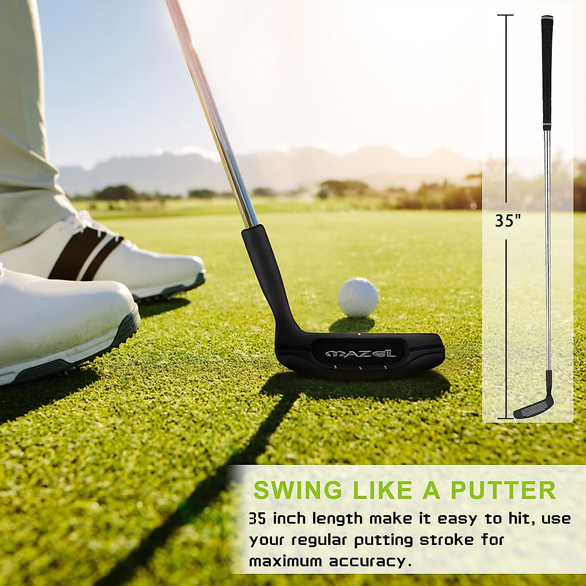 MAZEL Chipper Club Pitching Wedge for Men & Women,36/45 Degree - Save Stroke from Short Game,Right Hand (Black, 36 Degree)