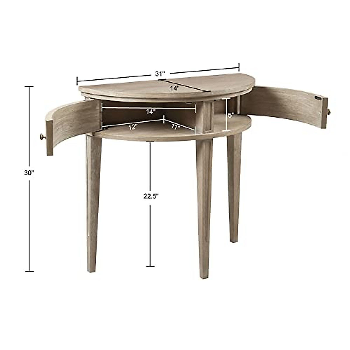 MARTHA STEWART Console Table for Entryway with Storage Farmhouse Living Room Furniture Décor, 31" W x 14" D x 30" H, Reclaimed Greige