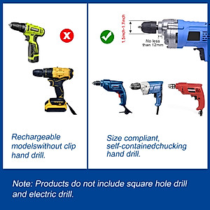 LNROE-K Square Hole Drill Bit Adapter for Drill Machine, Mortising Attachment for Drill Press, Square Hole Drill Bits for Wood, Mortise and Tenon Tools, Accessory Quickly