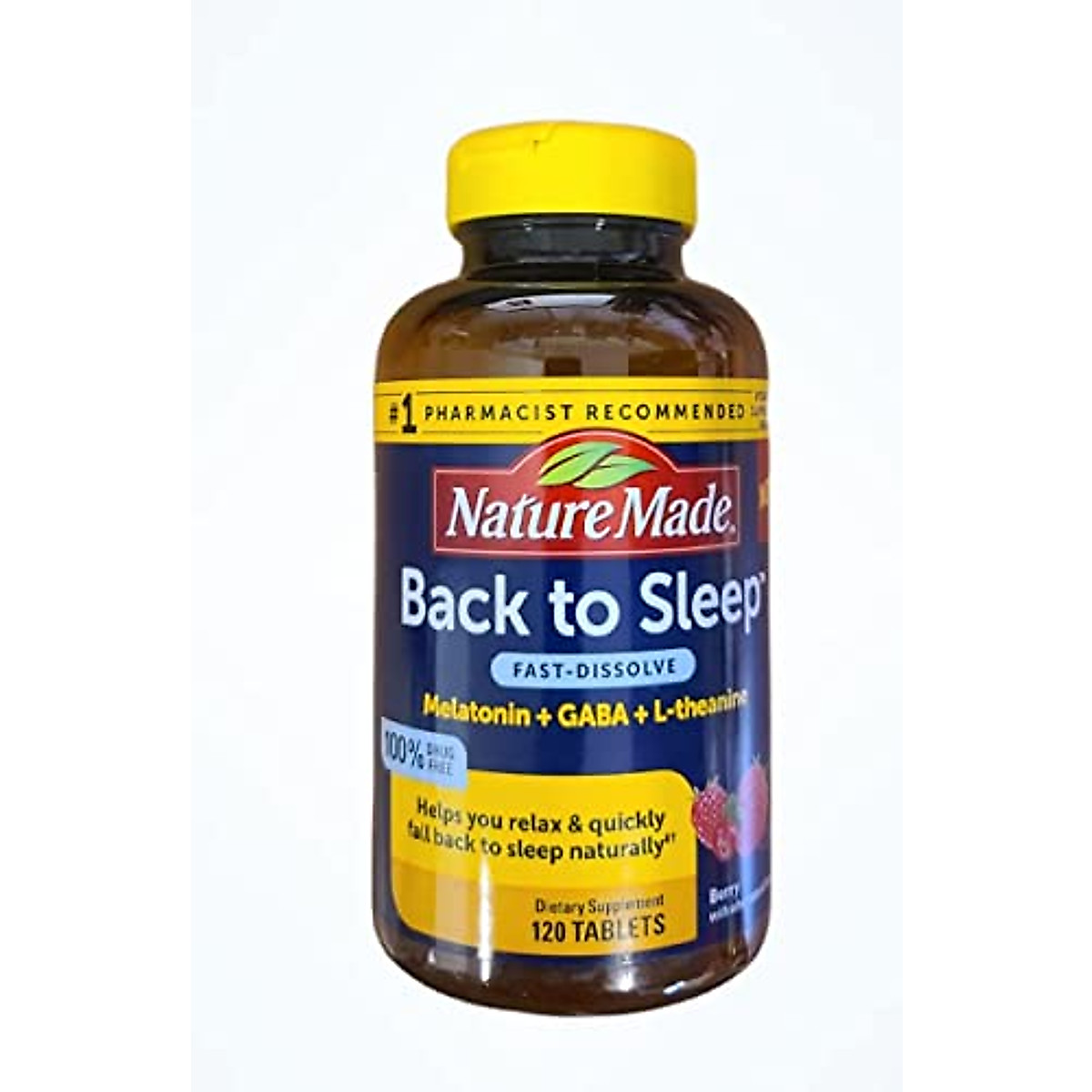 Costco Nature Made Back to Sleep, Melatonin Fast-Dissolve, Helps You Fall Back to Sleep Naturally, L-Theanine and GABA to Help Relax and Calm Your Mind, 120 Tablets