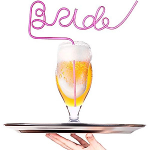 DmHirmg Bride Straw,Large Plastic Pink Bride Drinking Sipping Straw Reusable Letter Drinking Straw for Bridal Wedding Shower Bachelorette Hen Party Decoration Bride to Be Gift Party Supplies Favor