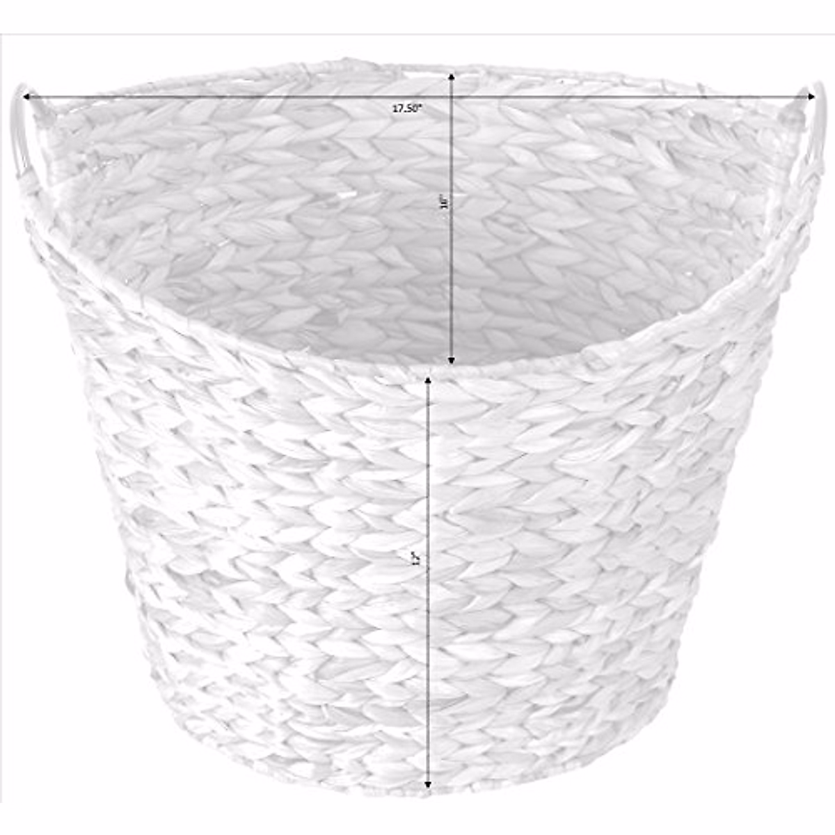 Vintiquewise Large Round Water Hyacinth Wicker Laundry Basket with Metal Handles