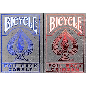 Bicycle Metal Luxe MetalLuxe Rider Back Playing Cards 2 Decks Crimson Red and Cobalt Blue Version 2