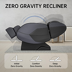 FOELRO 2024 Massage Chair, Full Body Massage Zero Gravity Chair with Foot Massage, Waist Heater, Bluetooth, Black Gray Color Collision Design