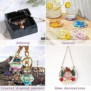 LotFancy Resin Mold Kit, 7pcs Silicone Molds for Resin Casting, Epoxy Resin, Coaster, Ashtray, DIY Art Crystal Diamond, Plant Pot, Pen Candle Soap, Flowers Preservation and Set Tools