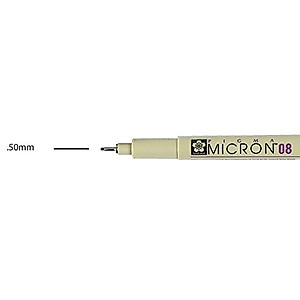 Sakura 30881 Pigma Micron Blister Card 08 Ink Pen, 0.50-mm, Black