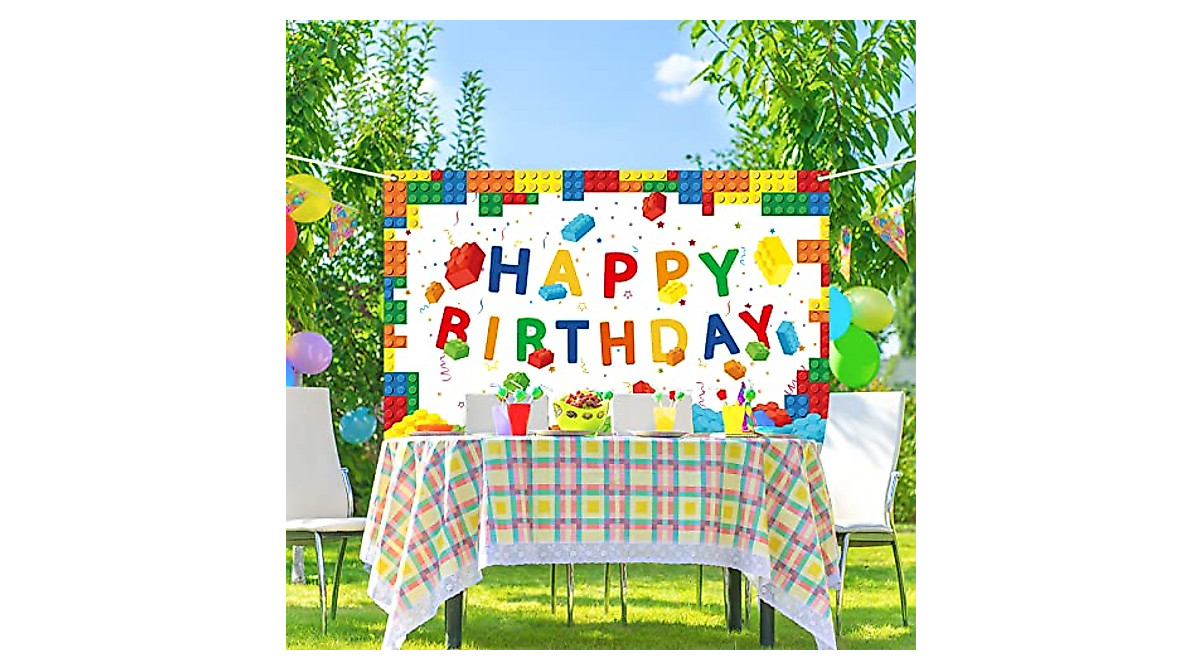 Colorful Building Blocks Birthday Banner - Party Decor