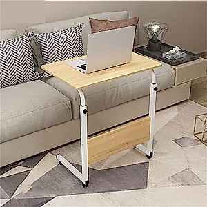 GRALES Portable Mobile Laptop Computer Desk Mobile Side Table,Adjustable Movable W/Tablet Slot Wheels,Portable Laptop Stand Foldable Computer Desk