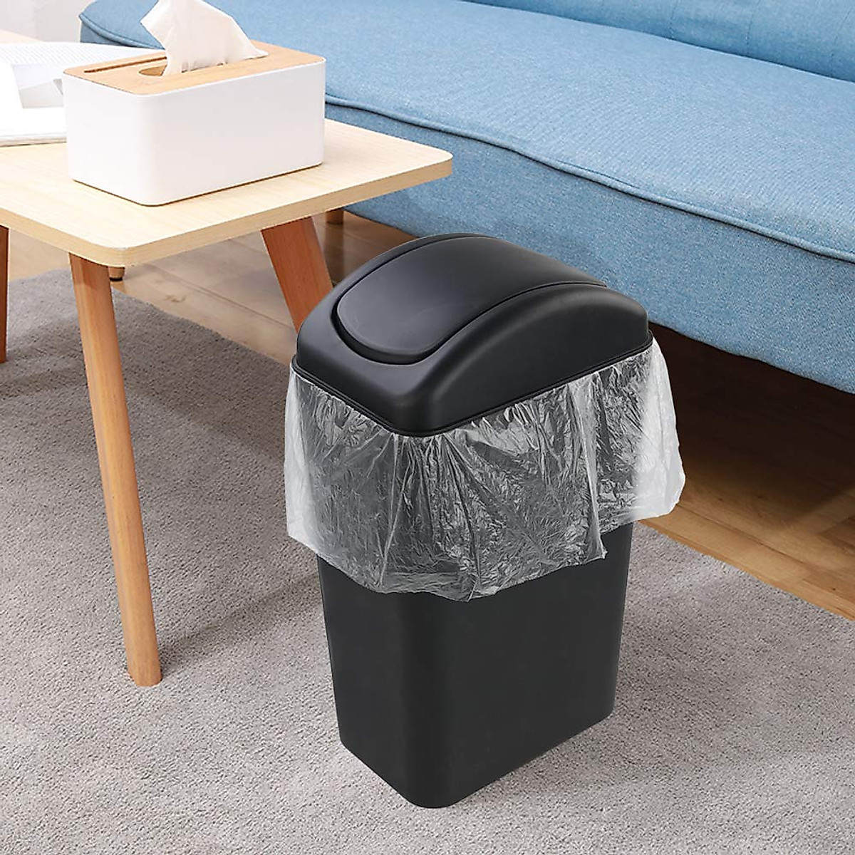 Farmoon Slim Trash Can, 14L Black Swing Kitchen Garbage Bin