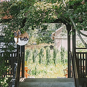 Heart Carpenter Welcome Sign Wall Art Room Decor with Spring Summer Green Eucalyptus Wreath Front Door Decoration, Rustic Round Wood Wall Window Decoration Living,Bedroom,Bathroom,Outdoor, Farmhouse, Porch