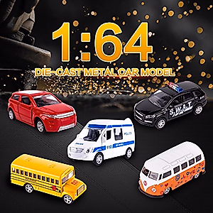 KIDAMI Die-cast Metal Toy Cars Set of 5, Openable Doors, Pull Back Car, Gift Pack for Kids (Official Car)