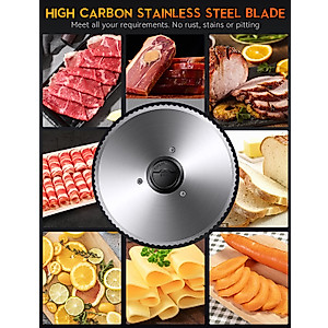 Meat Slicer Electric Deli Food Slicer with Removable 7.5’’ Stainless Steel Blade, Adjustable Thickness Meat Slicer for Home Use, Child Lock Protection, Easy to Clean, Silver, MIDONE