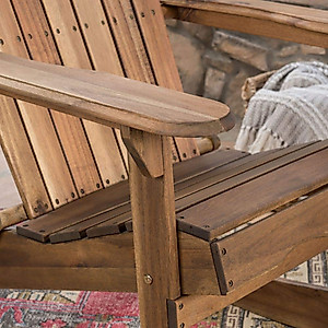 Christopher Knight Home Malibu Outdoor Acacia Wood Adirondack Rocking Chairs, 2-Pcs Set, Natural Stained