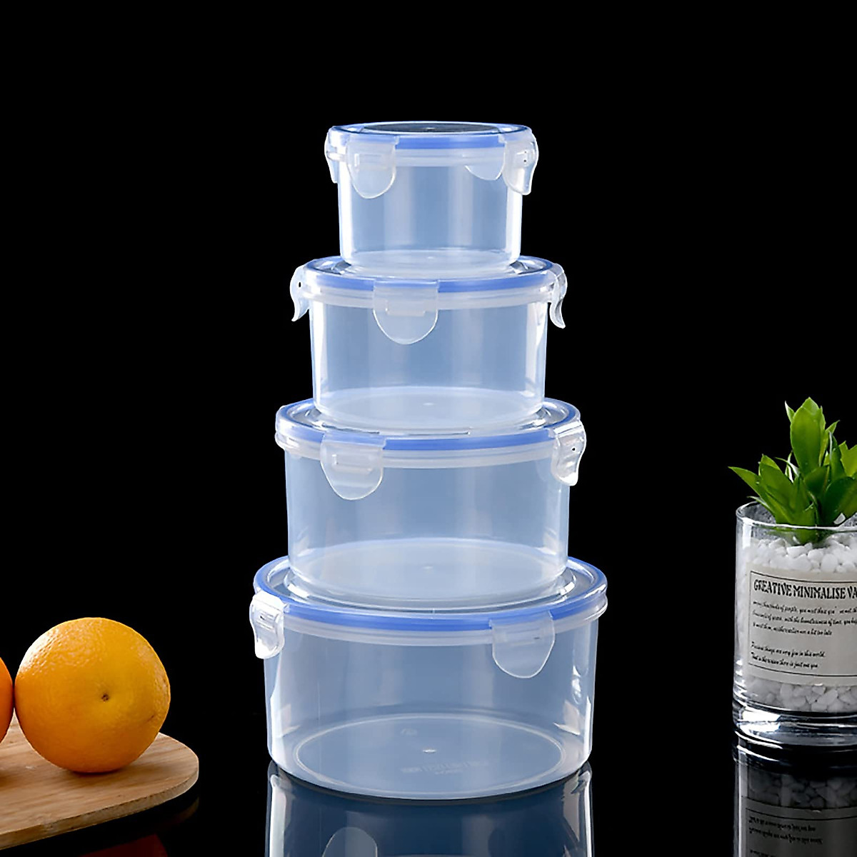 Rehomy 4pcs Meal Prep and Food Storage Container Set Easy Snap Lock Plastic Containers for Food Storage Meal Prep